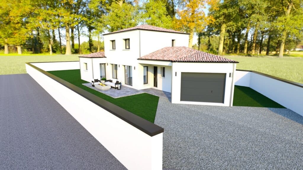 Vaux - Maison d'Architecte à étage avec patios et terrasse